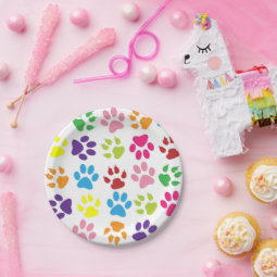 Colorful Paw Print Paper Plates | Zazzle