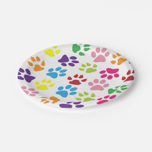 Colorful Paw Print Paper Plates | Zazzle