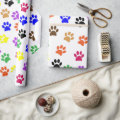 Colorful Paw Print Wrapping Paper | Zazzle