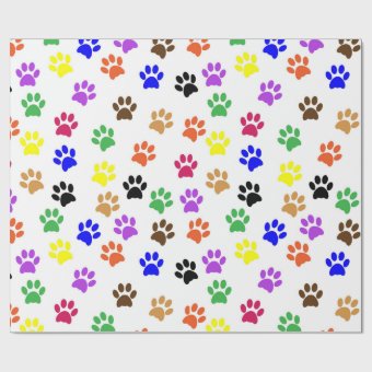 Colorful Paw Print Wrapping Paper | Zazzle