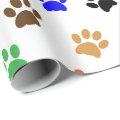 Colorful Paw Print Wrapping Paper | Zazzle