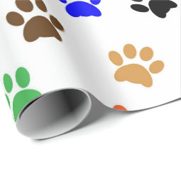 Colorful Paw Print Wrapping Paper | Zazzle