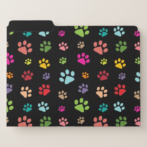 Colorful Paw Prints Design File Folders Set | Zazzle