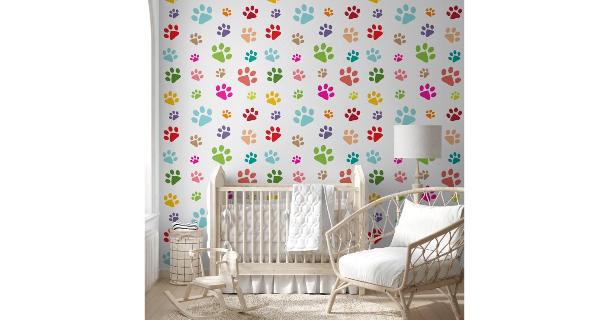 Colorful Paw Prints Design Wallpaper | Zazzle