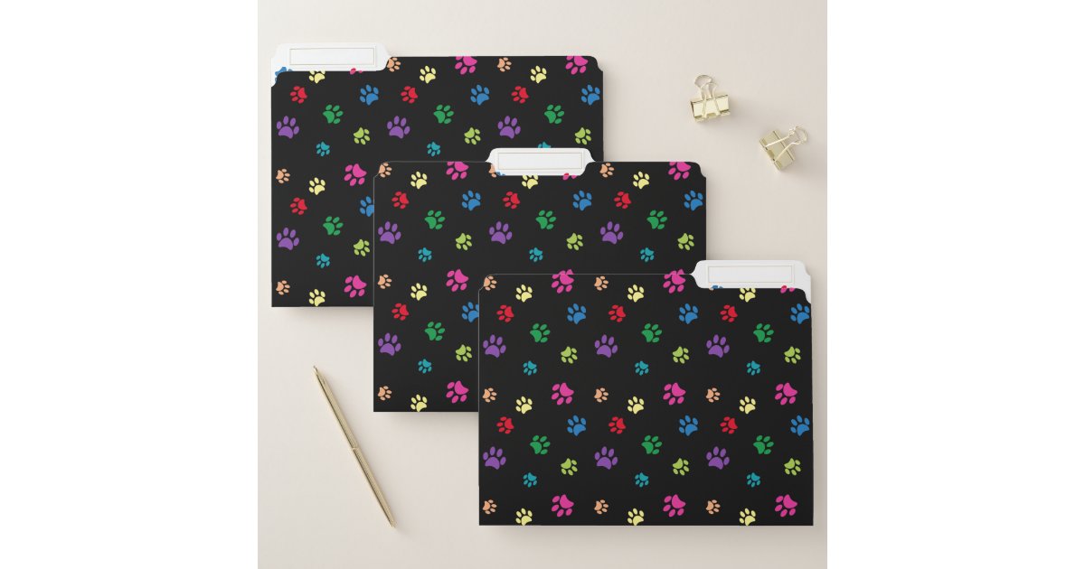 Colorful Paw Prints File Folder | Zazzle