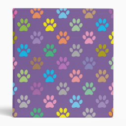 Colorful paw prints pattern binder | Zazzle