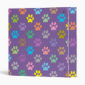 Colorful paw prints pattern binder | Zazzle