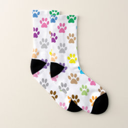 Colorful paw prints pattern socks | Zazzle