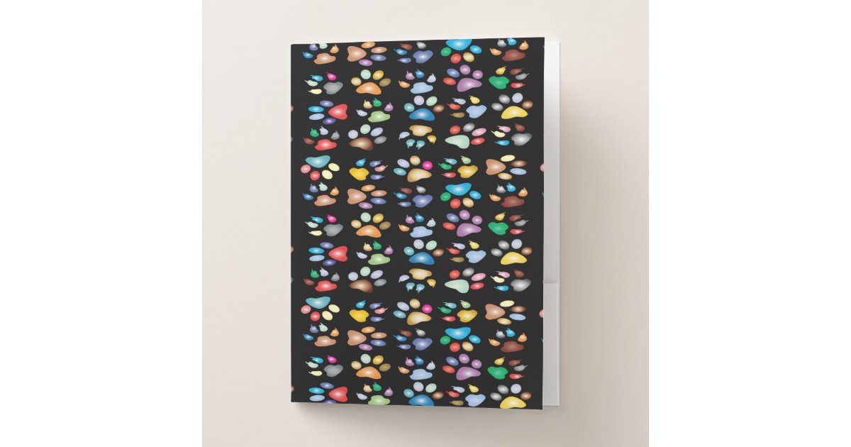 Colorful paw prints pocket folder | Zazzle