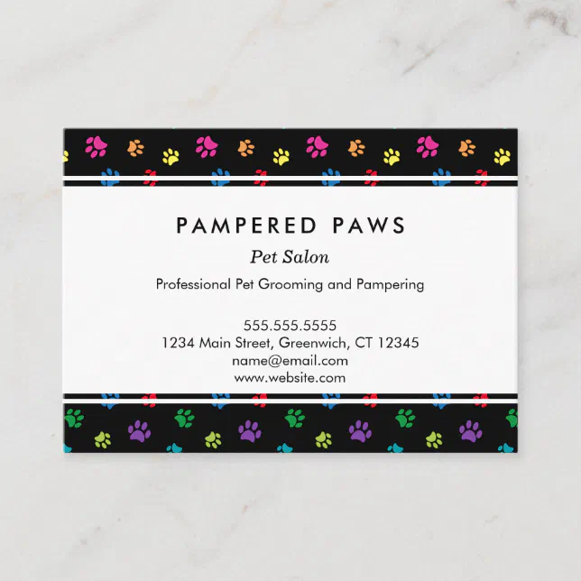 Colorful Paw Prints Professional Pet Salon Loyalty Card | Zazzle