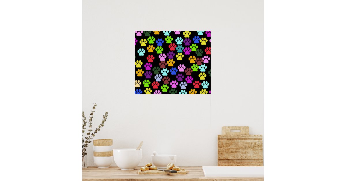 Colorful Paws, Paw Pattern, Dog Paws, Paw Prints | Zazzle