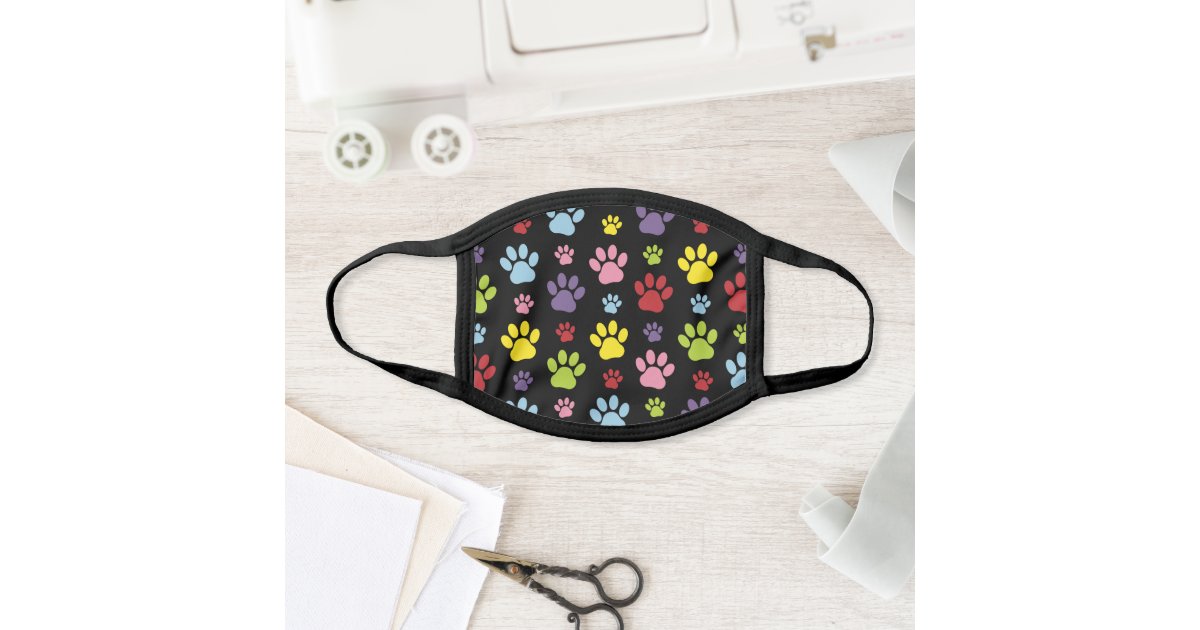 Colorful Paws, Paw Pattern, Paw Prints, Dog Paws Face Mask | Zazzle