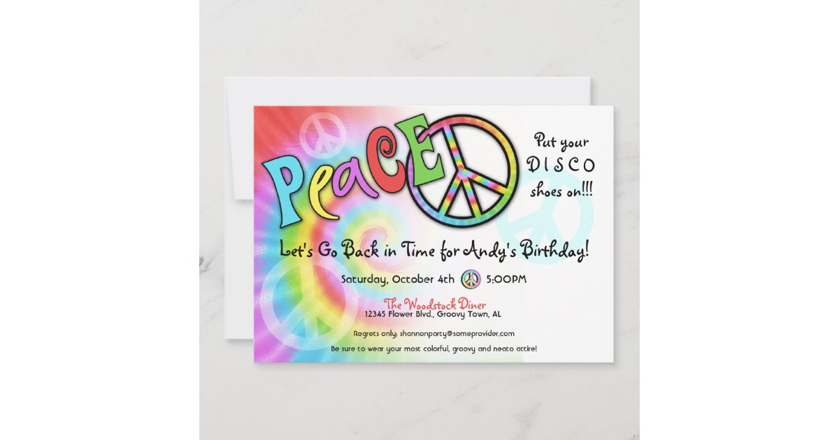 Colorful PEACE Party Invitation | Zazzle