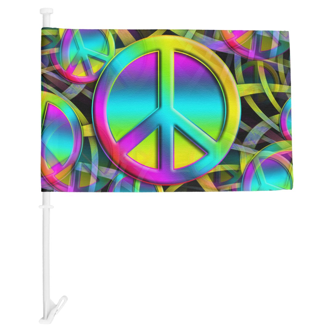 Colorful Peace Seamless Pattern Your Ideas Car Flag Zazzle