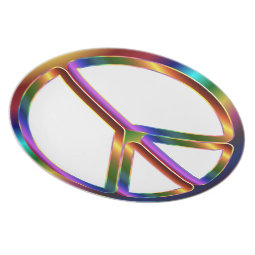 colorful peace sign dinner plate | Zazzle