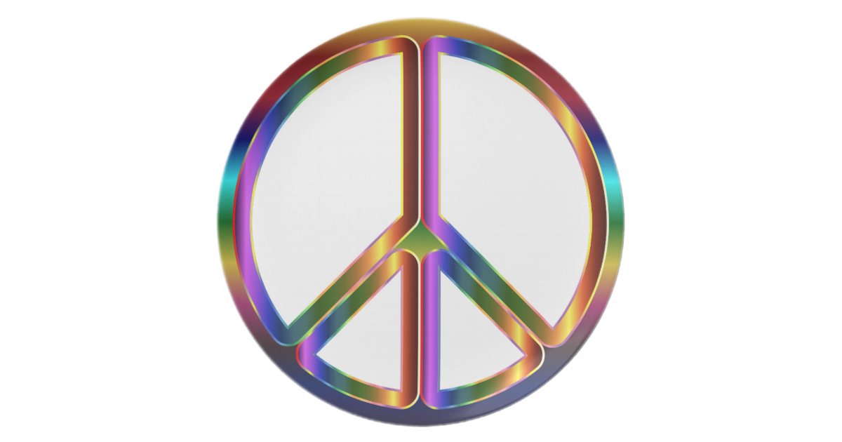 colorful peace sign dinner plate | Zazzle