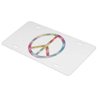 Colorful Peace Sign License Plate | Zazzle