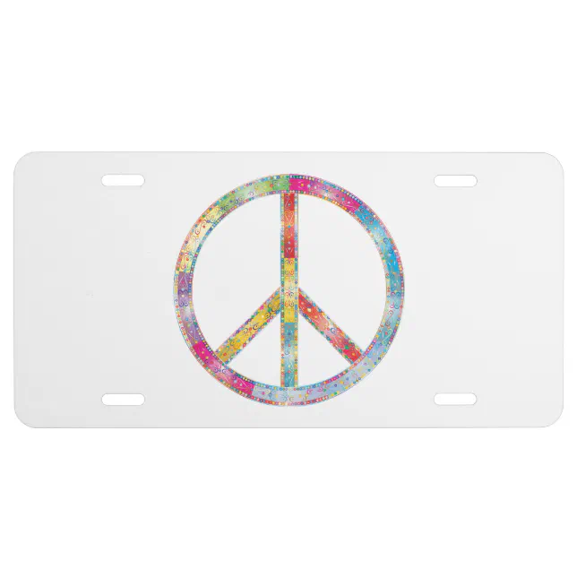 Colorful Peace Sign License Plate | Zazzle