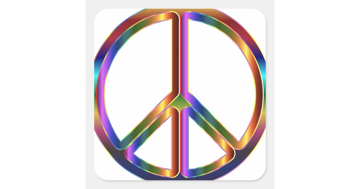 Colorful Peace Sign Square Sticker | Zazzle