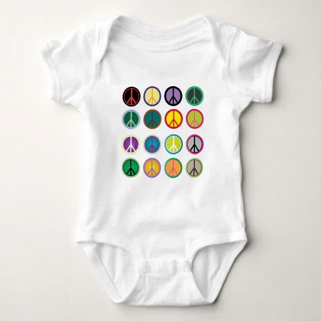 Colorful Peace Signs - Peace Sign pattern Baby Bodysuit | Zazzle