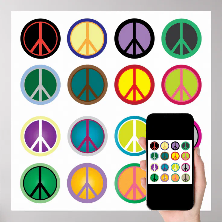 Colorful Peace signs poster | Zazzle