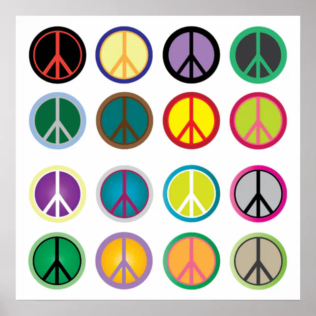 Colorful Peace signs poster | Zazzle
