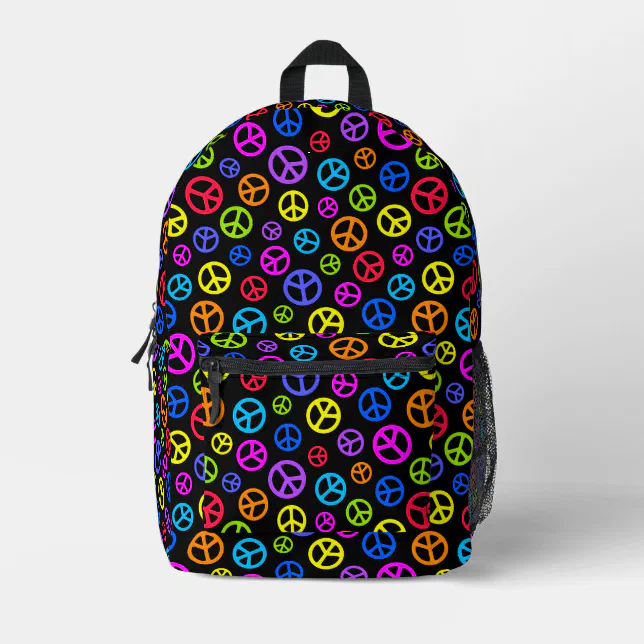 Colorful Peace Symbol Pattern Printed Backpack | Zazzle