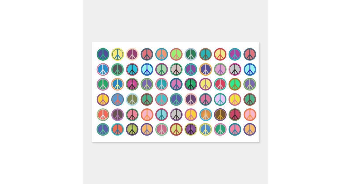 Colorful Peace Symbols Rectangular Sticker | Zazzle