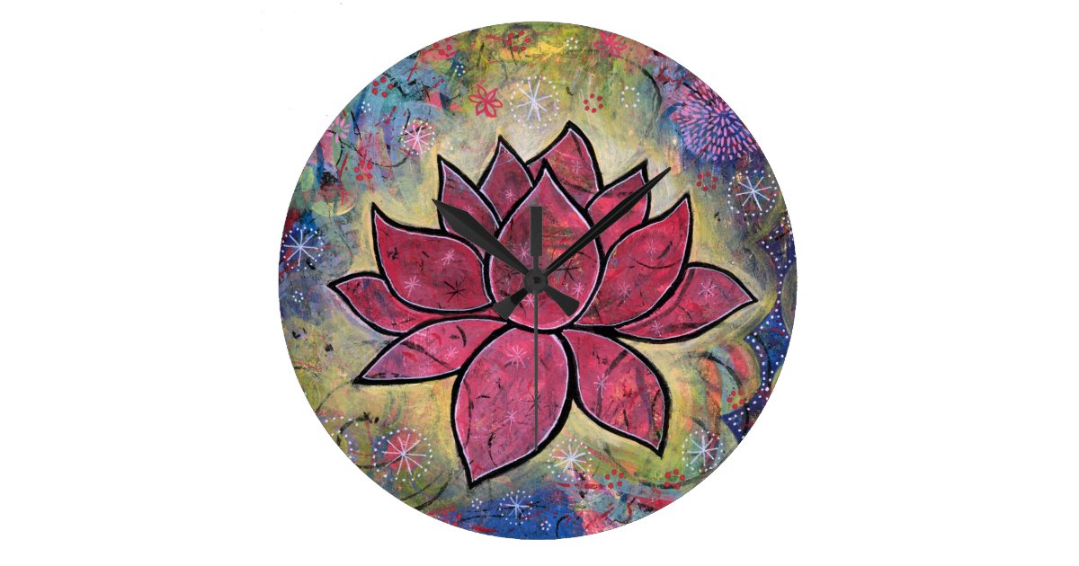 Colorful, Peaceful Lotus Clock | Zazzle.com
