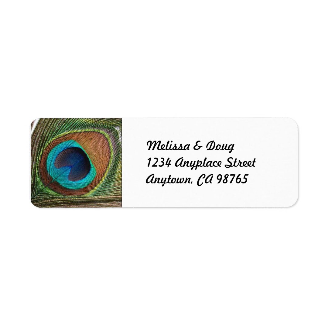 Colorful Peacock Feather Return Address Labels | Zazzle