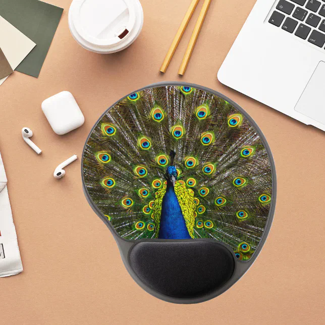 Colorful peacock gel mouse pad | Zazzle