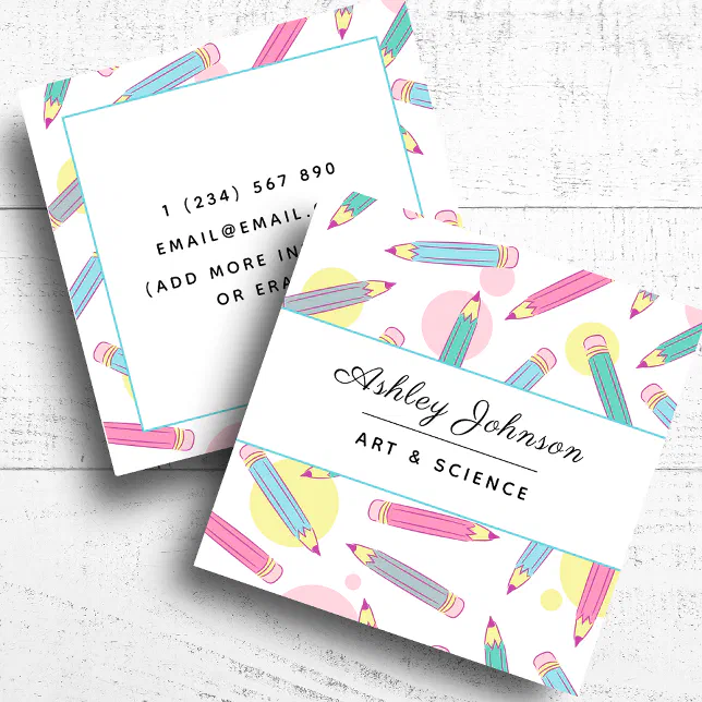Colorful Pencils School Things Teacher Tutoring Square Business Card ...