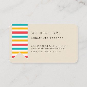 Colorful Pencils Substitute Teacher Business Card | Zazzle