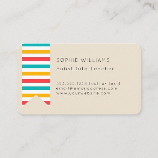 Colorful Pencils Substitute Teacher Business Card | Zazzle