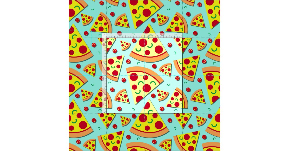 Colorful Pepperoni Pizza Slices Fun Food Pattern Fabric | Zazzle