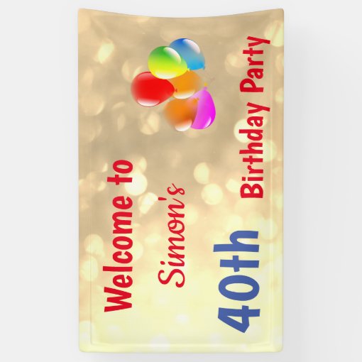 Colorful Personalised 40th Birthday Banner | Zazzle