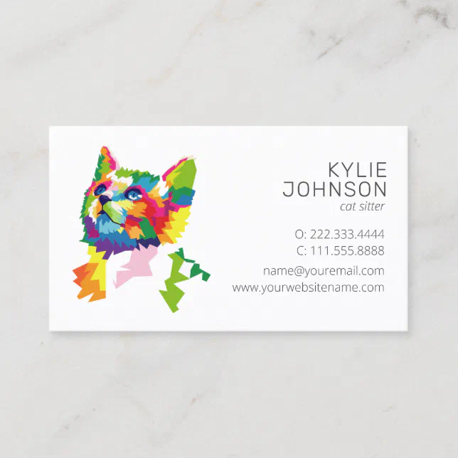 Colorful Pet Services | Cat Sitter Business Card | Zazzle