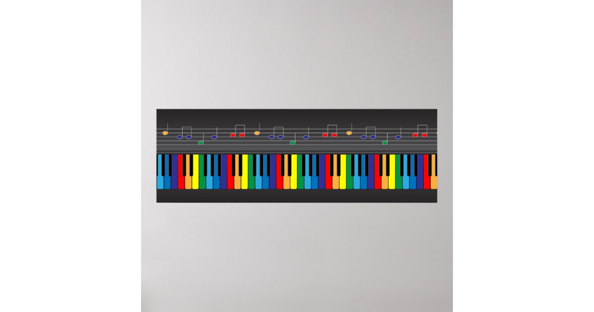 Colorful piano keyboard poster | Zazzle