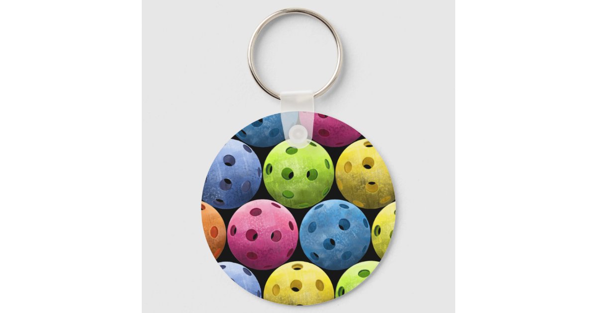Colorful Pickleballs Keychain | Zazzle
