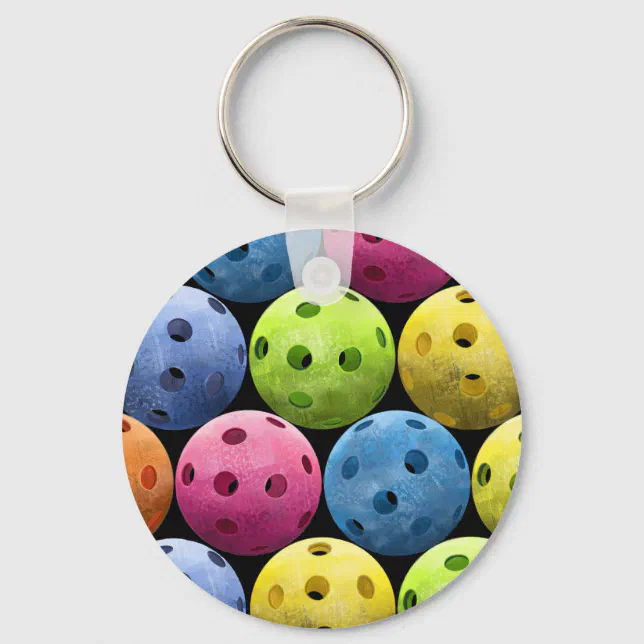 Colorful Pickleballs Keychain | Zazzle