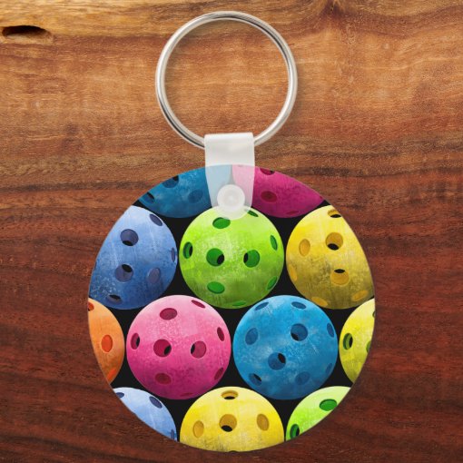 Colorful Pickleballs Keychain | Zazzle