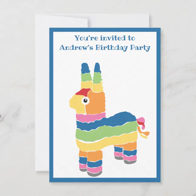 Colorful Pinata Birthday Party Invitation | Zazzle