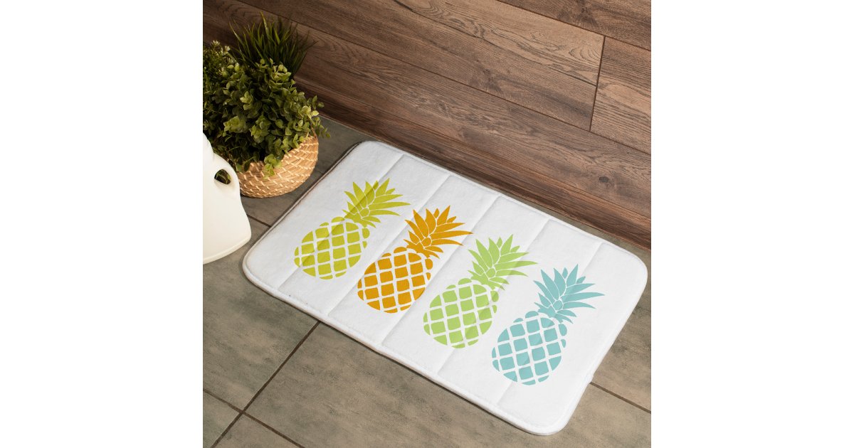 Colorful Pineapples Bath Mat | Zazzle