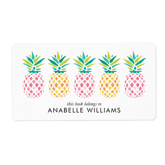 Colorful Pineapples Bookplate Labels | Zazzle