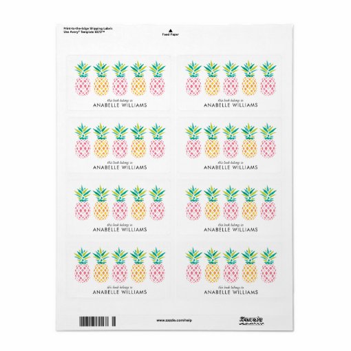 Colorful Pineapples Bookplate Labels | Zazzle