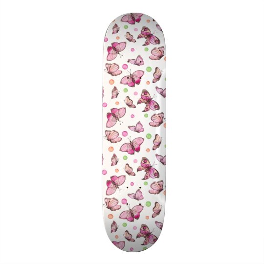 Colorful Pink Girly Butterflies Pattern Skateboard | Zazzle.com