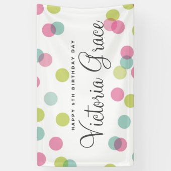 Colorful Pink Pastel Confetti Dots Kids Birthday Banner | Zazzle