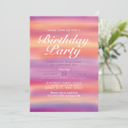 Colorful Pink Sunset Birthday Party Invite | Zazzle