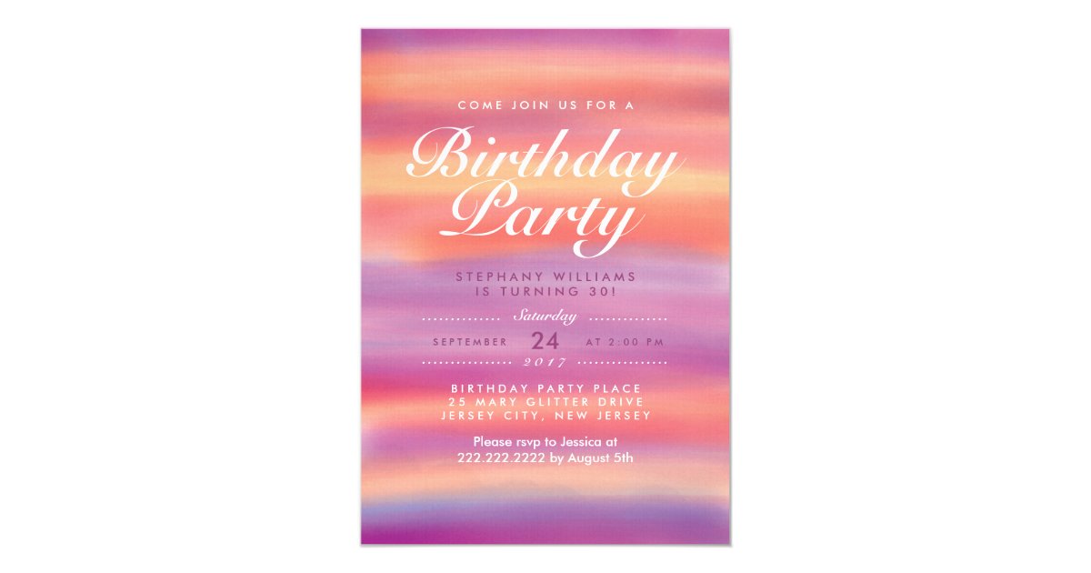 Colorful Pink Sunset Birthday Party Invite | Zazzle.com
