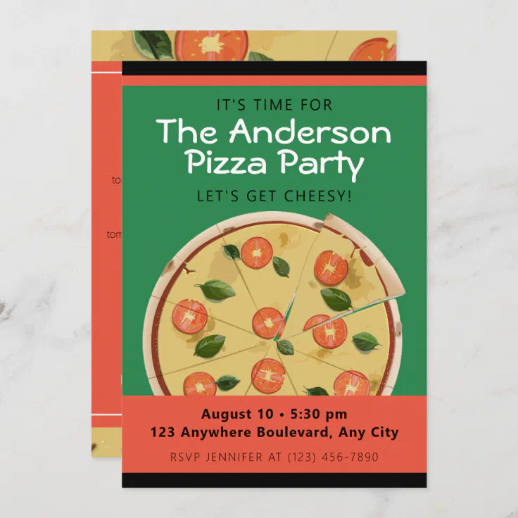 Colorful Pizza Party Invitation | Zazzle